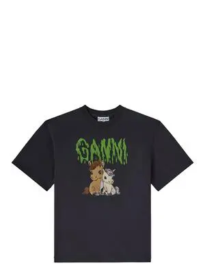 GANNI Cotton Graphic T-shirt - Charcoal