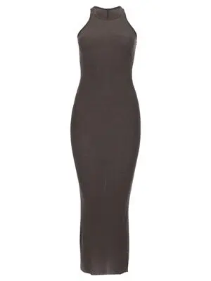 Rick Owens Silk Blend Midi Dress - Brown