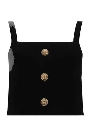 Balmain Top With Jewel Buttons - Black