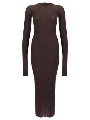 Rick Owens Long-sleeved Midi Dress - Brown