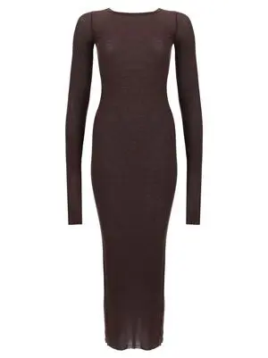 Rick Owens Long-sleeved Midi Dress - Brown