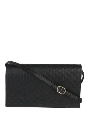 Gucci Microssima Leather Crossbody Wallet - Black