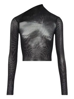 JEAN PAUL GAULTIER Mesh Asymmetric Crop Top - Black/silver