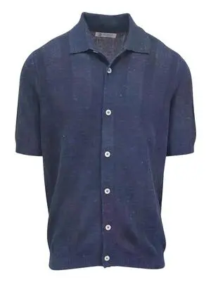 Brunello Cucinelli Ribbed Polo Shirt - Blue
