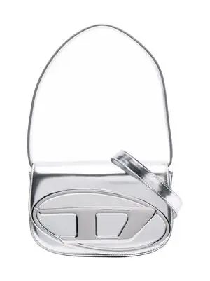 DIESEL Mirrored Leather 1dr Shoulder Bag - Silver