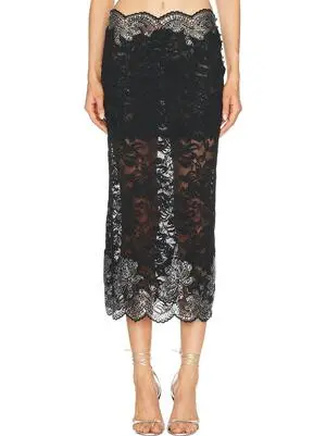 Rabanne Studded Lace Midi Skirt - Black