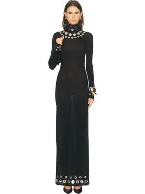 Rabanne Turtleneck Maxi Dress - Black