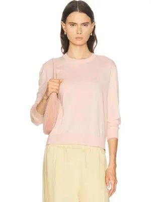 Enza Costa Silk Knit Crewneck Sweater - Pale Pink