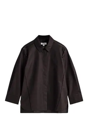 Cos Embroidered Cotton Shirt - Brown