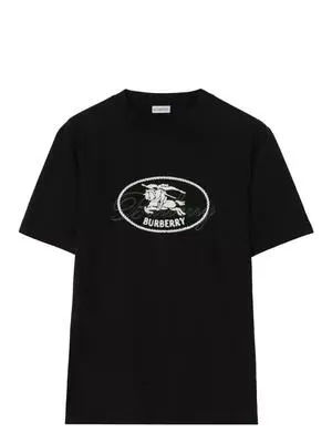 Burberry Knight-stamp Cotton T-shirt - Black