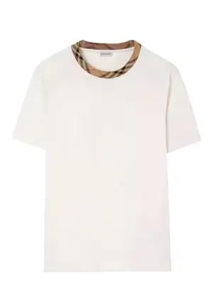 Burberry Check Trim Cotton T-shirt - Neutrals