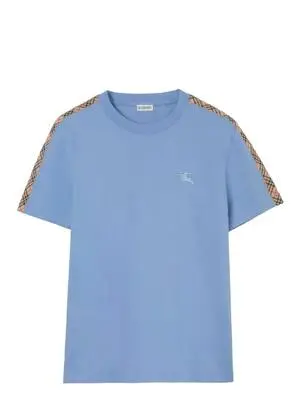 Burberry Check Trim Cotton T-shirt - Blue