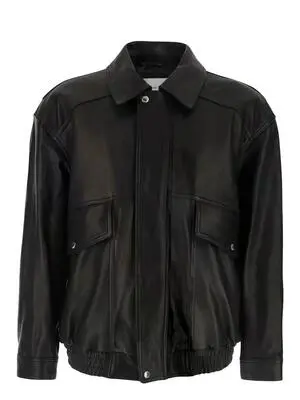 DUNST Leather Jacket With Front Pockets - Black