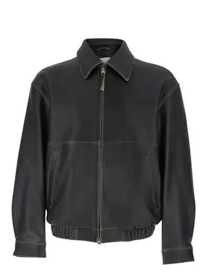 DUNST Leather Zip-up Jacket - Black