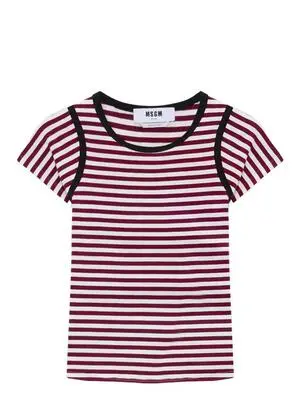 MSGM Striped Trimmed T-shirt - Red