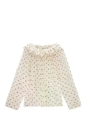 MSGM Ruffled One-Shoulder Blouse Neutrals