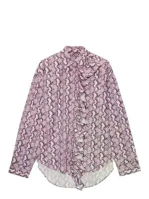 MSGM Ruffled Snake Print Shirt - Pink