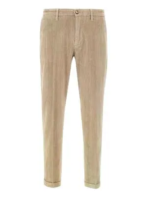 RE-HASH Corduroy Trousers With Logo - Neutrals