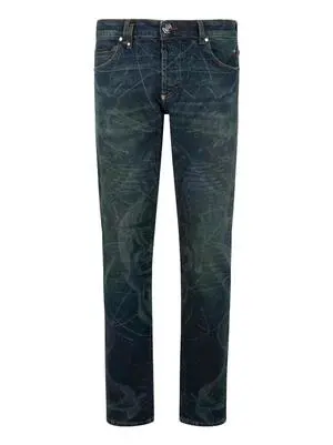 Philipp Plein Printed Straight-leg Jeans - Blue