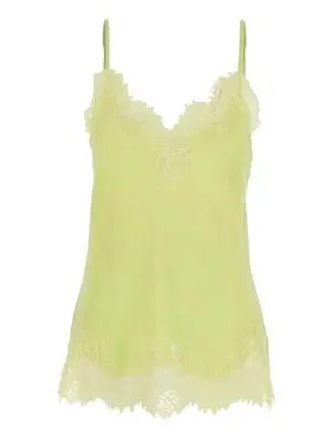 Gold Hawk Lace-trimmed Sleeveless Top - Yellow