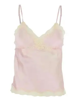 Gold Hawk Lace V-neck Sleeveless Top - Pink