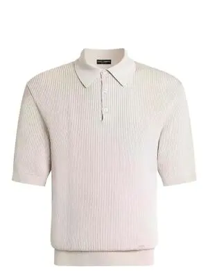 Dolce & Gabbana Micro-rib Cotton Polo Shirt - Neutrals