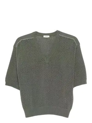 Peserico V-neck Open Knit Sweater - Green