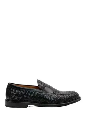DOUCAL'S Woven Penny Loafers - Black