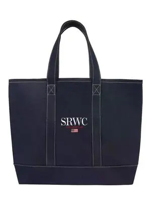 SPORTY & RICH Logo Graphic Tote Bag - Blue