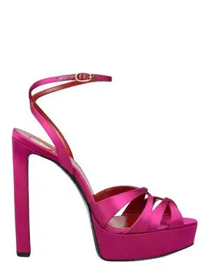 Saint Laurent Criss-cross Platform Sandals - Pink