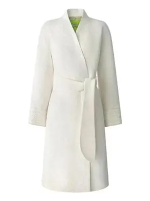 Shanghai Tang Embroidered Belted Coat - Neutrals