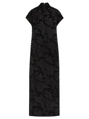 Shanghai Tang Floral Buttoned Dress - Black