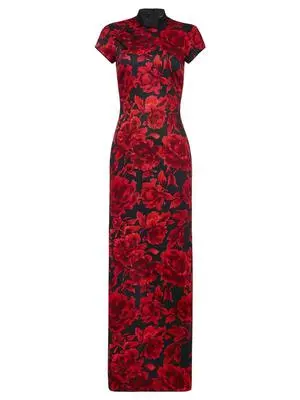 Shanghai Tang Floral-print Dress - Red
