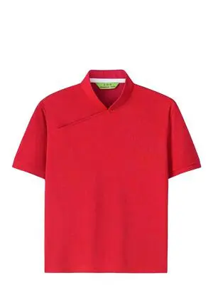 Shanghai Tang Horse-embroidery Polo Top - Red