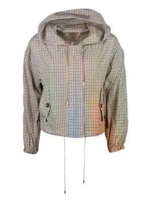 Marella Hooded Checked Jacket - Neutrals