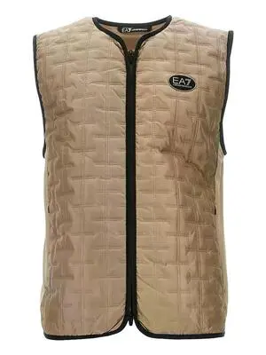 Emporio Armani Logo-patch Quilted Gilet - Neutrals