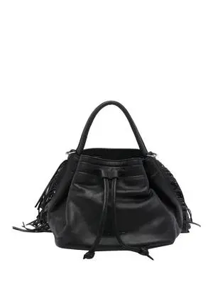 VIC MATIE Tassel Drawstring Bucket Bag - Black