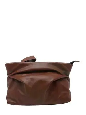 VIC MATIE Leather Zip Shoulder Bag - Brown