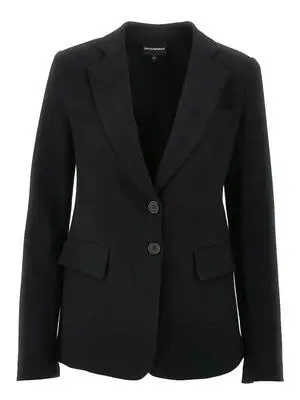 Emporio Armani Herringbone Single-breasted Blazer - Black
