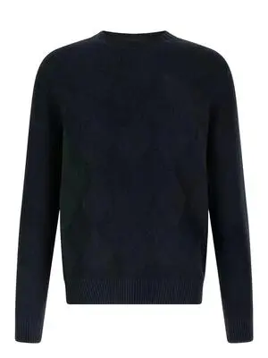 BALLANTYNE Diamond Intarsia Sweater Blue