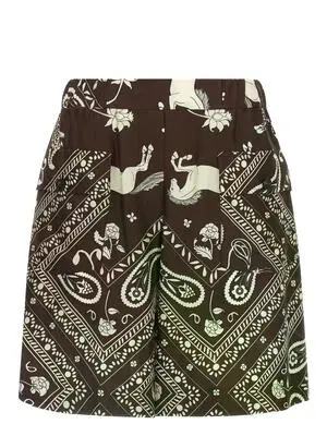 Alberto Biani Bandana-print Bermuda Shorts - Brown