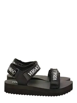 Versace Logo Strap Sandals - Black