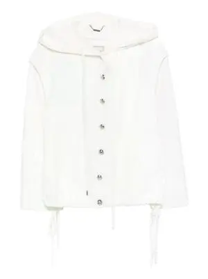 Blumarine Hooded Bouclé Jacket - White