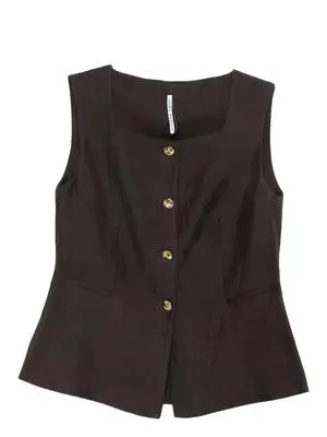Liviana Conti Button-front Gilet - Brown