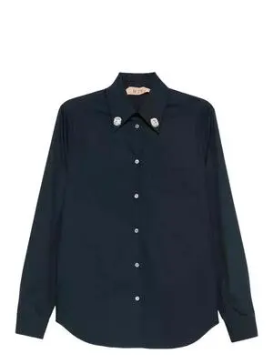 N°21 Embellished-pocket Blouse - Blue