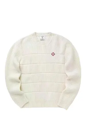 Casablanca Ribbed Embroidered Sweater - White