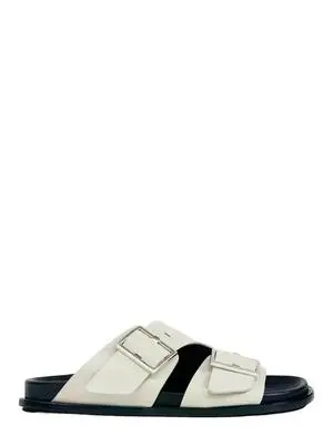 ALOHAS Alba Buckle Strap Slides - White