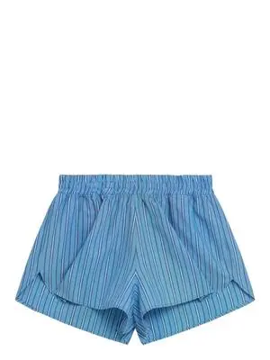 A PAPER KID Striped Cotton Shorts Blue