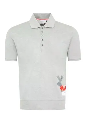Thom Browne Reindeer-detail Polo Shirt - Grey