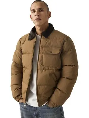 LEVI'S Quilted Depot Jacket With Corduroy Collar - Brown